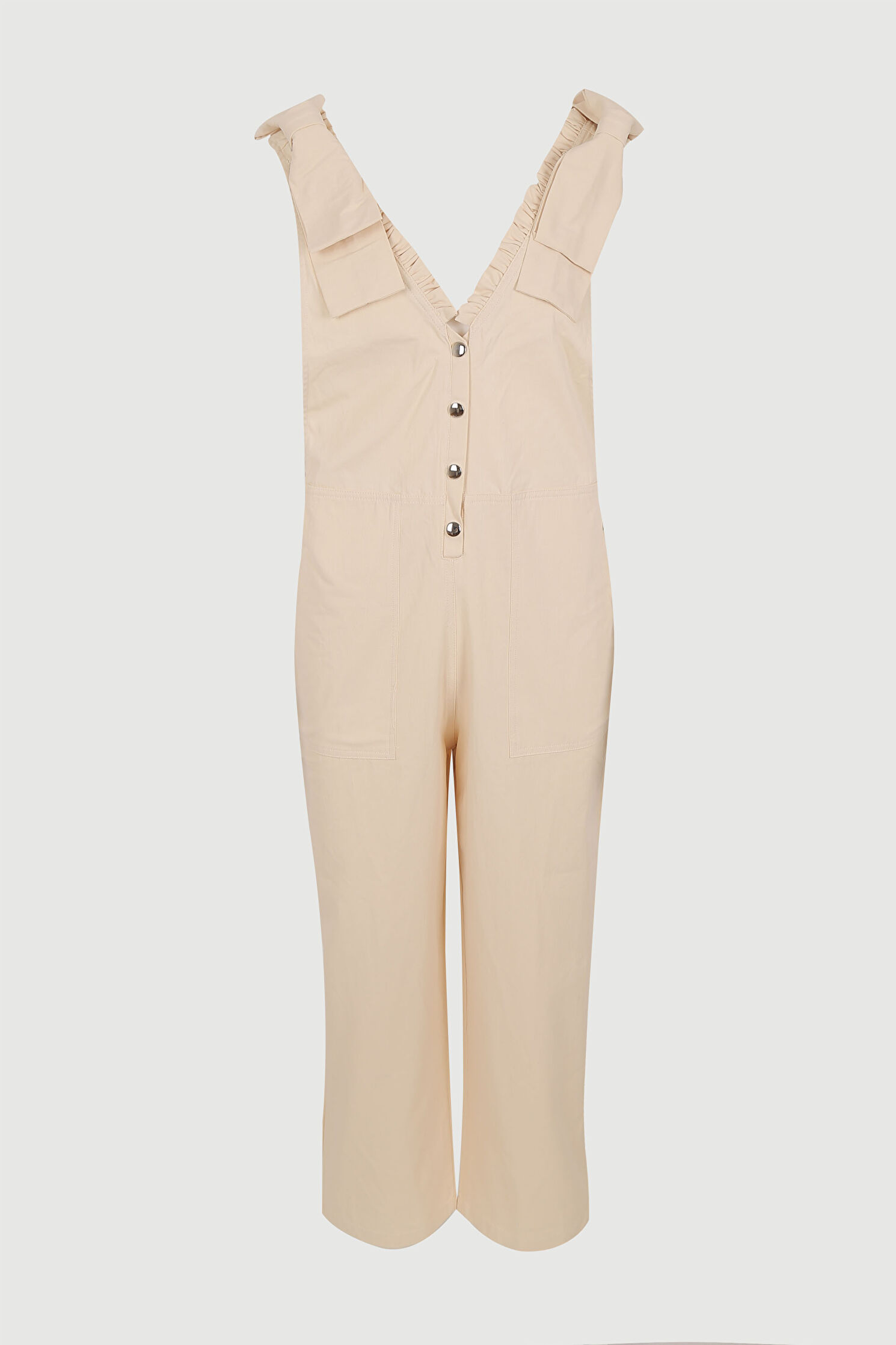 Kadın SISTER JANE Krem Düğmeli Tulum