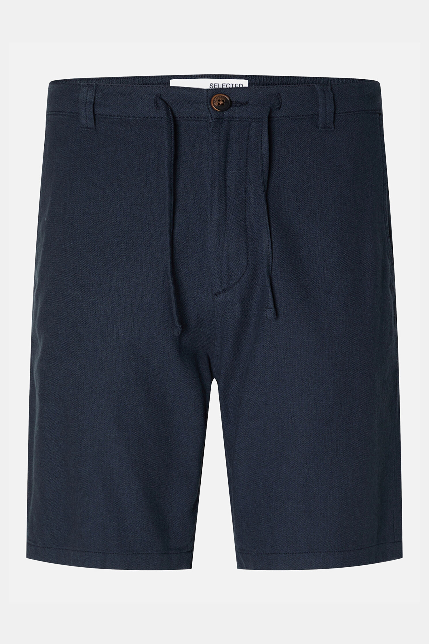 Men SELECTED Navy Blue Linen Shorts